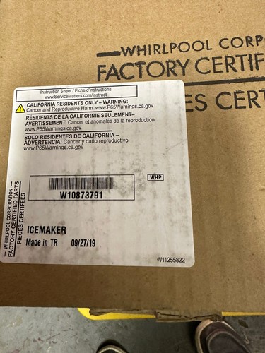 Whirlpool Ice Maker (W10873791) 810032865368| eBay