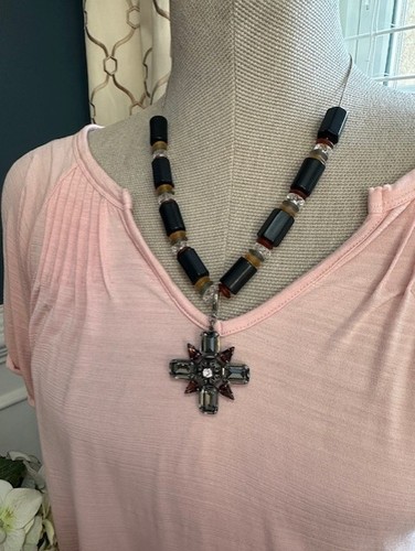 Sabika Steadfast Retro Beaded Necklace & Collector's Maltese Cross ...