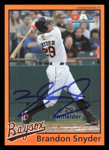 2012 Bowie BaySox DAV BRANDON SNYDER Signed Card autograph auto ORIOLES ...