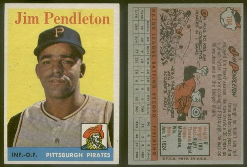 (7891) 1958 Topps 104 Jim Pendleton Pirates-EX | eBay