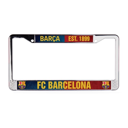 FC Barcelona Chrome License Plate Frame Cover | Multicolor | Bolt-On ...