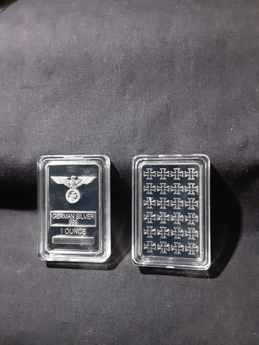 (2) 1 Oz German Silver Bars Iron Eagle With Case And Low Reserve 2 Bars ...