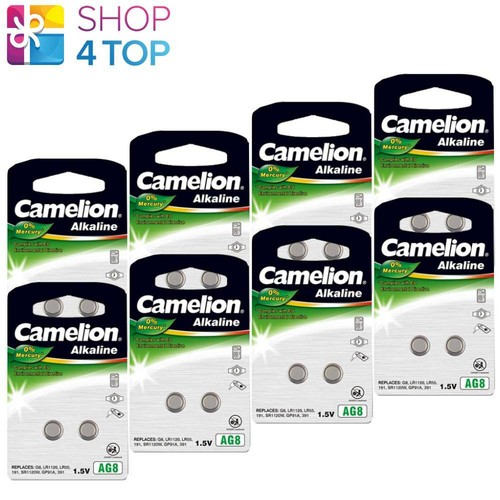 16 CAMELION AG8 LR1120 ALKALINE BATTERIES LR55 191 391 G8 1.5V 2BL EXP ...