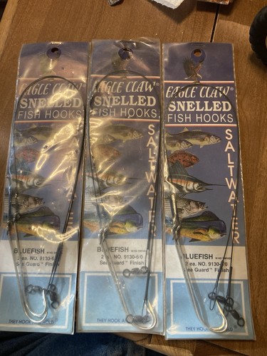 Eagle Claw Wire Snelled Bluefish Hooks 9130-6/0. 3 Packs Of 2 Each | eBay