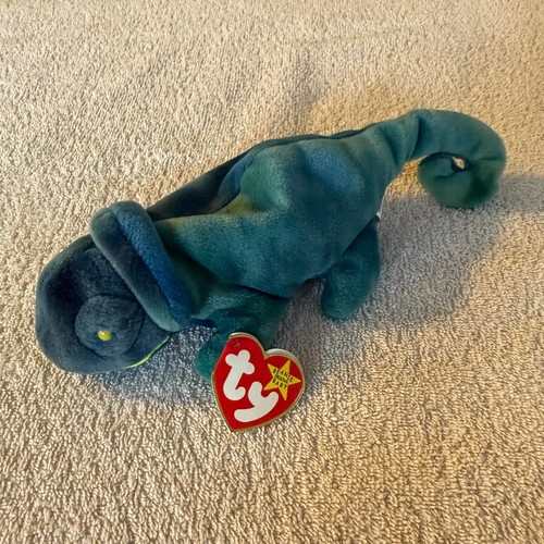 Baby Ty Teal Green Rainbow Chameleon Beanie Baby Stuffed Animal One ...