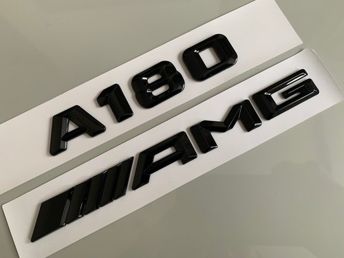 GLOSS BLACK A180 AMG REAR BOOT BADGE NEW FONT FITS MERCEDES BENZ AMG ...
