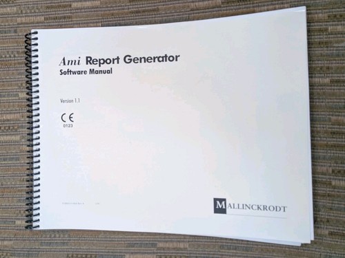 Ami Report Generator Software Manual ver 1.1 Mallinckrodt | eBay