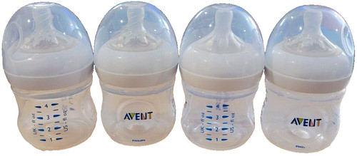 Philips Avent Natural 4oz Clear Baby Bottles Caps + Nipples (set of 4 ...