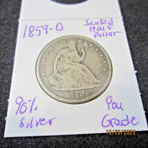 U.S.* SEATED LIBERTY HALF * 1859-O * 90% Silver * 3 Day Auction* Nice ...
