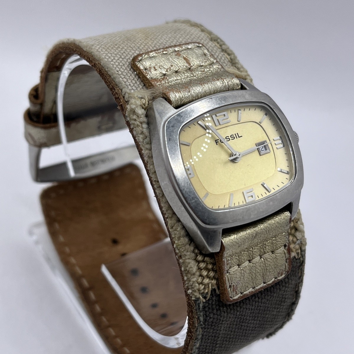 Reloj Fósil Plata Eslabón Ovalado