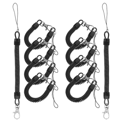 10 Pcs Retractable Key Chain Lanyard Bungee Cords with Hooks Coiled ...