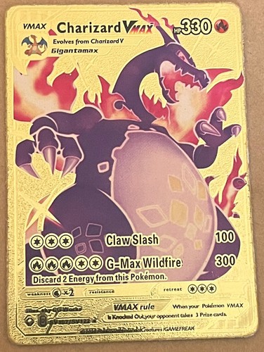 Purple Charizard VMAX Gigantamax Gold Metal Pokemon Card SV107/SV122 ...