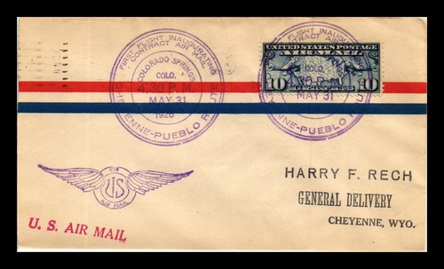 US COVER FIRST FLIGHT CONTRACT AIR MAIL 12 N 3 COLORADO SPRINGS ...