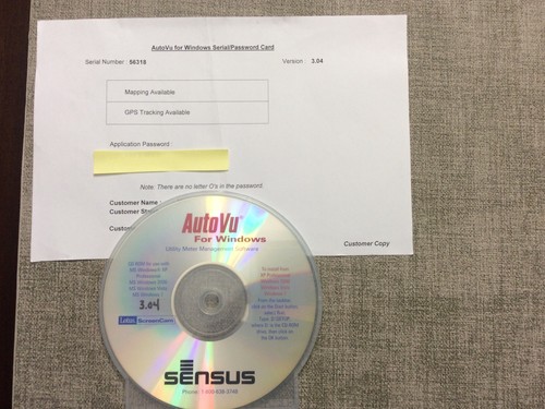 Sensus AutoVu for Windows AutoRead Water Meter Reader CD SOFTWARE ONLY ...