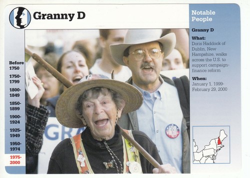 GRANNY D Doris Haddock Campaign Finance 2001 GROLIER STORY OF AMERICA ...