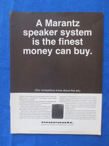 Marantz Imperial 1 Imperial II Speakers Magazine Ad Audio Mag December ...
