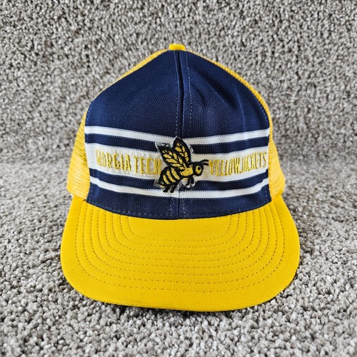 Vintage Georgia Tech Yellow Jackets Hat Cap Trucker Mesh Snap Back 80s ...