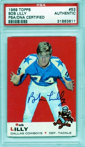 Bob Lilly 1969 Topps Football #53 Autograph PSA DNA Certified 💎 Cowboys ...