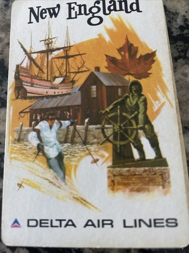 Vintage playing card DELTA AIR LINES cities 2nd series New England Fred ...