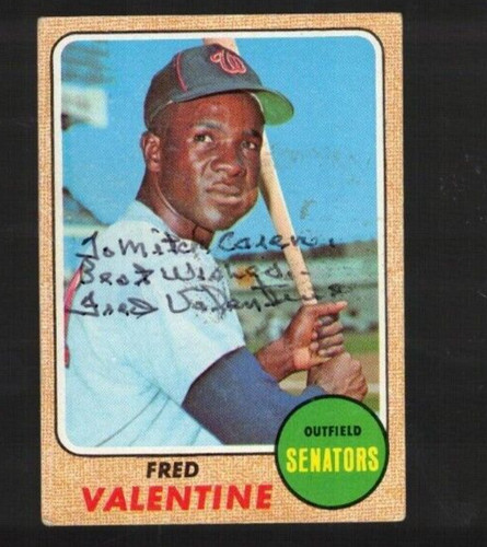 FRED VALENTINE (To Mitch Caren Best Wishes) Auto 1968 Topps--Washington ...