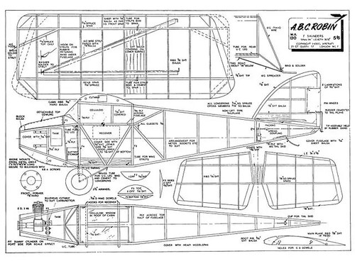 ABC Robin 52" Wingspan RC Model Airplane Printed Plans | eBay