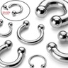 PAIR 14G 5/16" 3mm Ball Surgical Steel Horseshoe Circular Labret Ears ...