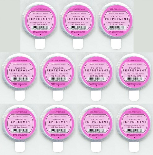 11 Bath & Body Works Scentportable TWISTED PEPPERMINT Oil Refill Car ...