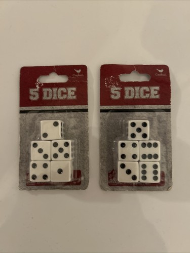 Cardinal 5 White Plastic Dice Size 5/8″ 16mm #770 Lot Of 2 | eBay