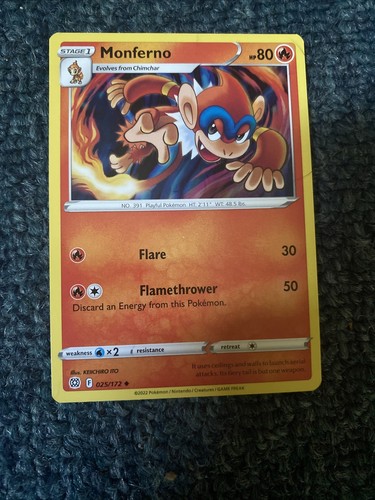 Pokemon TCG 2022 Brilliant Stars Card - Regular 025/172 Monferno | eBay