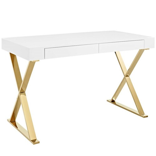 Modway Furniture Sector Office Desk, White Gold - EEI-3030-WHI | eBay
