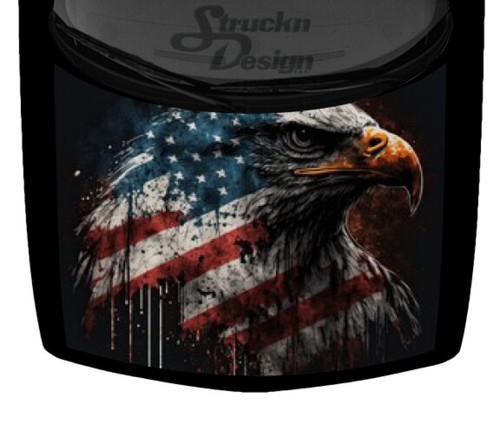 USA Bald Eagle Fierce American Flag Car Truck Hood Wrap Graphic Vinyl ...