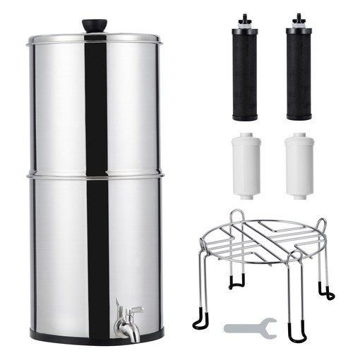 Gravity-fed Water Filter System,2 Filters 2.25G Stainless-Steel System ...