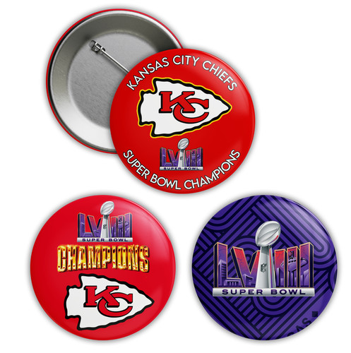 Kansas City Chiefs Super Bowl LVIII Champions PIN/BUTTON SET 2.25 ...