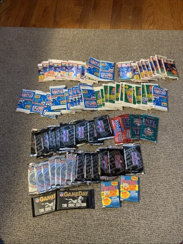 80 sealed packs vintage NFL football cards fleer pro set score pro line ...