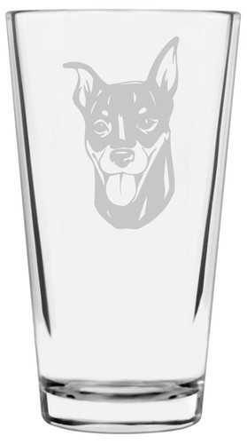 Miniature Pinscher (Min Pin) Dog Themed Etched All Purpose 16oz Pint ...