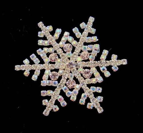 Snowflake Brooch Pin Beautiful Genuine Crystal Plain or Pink Accent ...