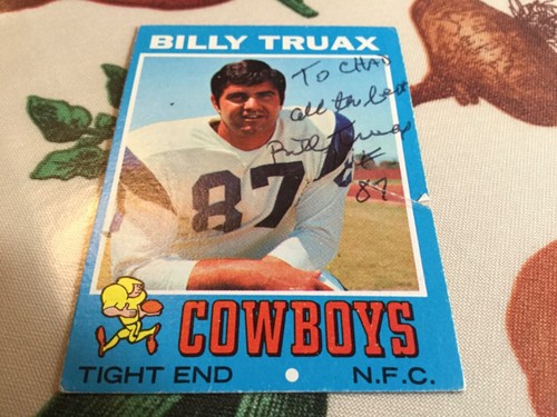 1971 Topps Billy Truax Autographed Football Card Rams Dallas Cowboys ...