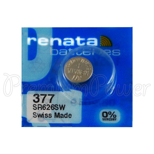 1 x Renata 377 Silver oxide battery 1.55V SR626SW SR66 376 Watch 0% ...
