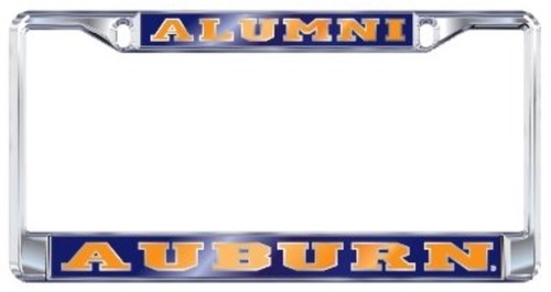 UA AUBURN TIGERS Mirrored Chrome ALUMNI License Plate Tag Frame Domed ...