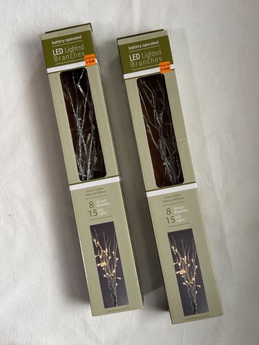 Everlasting Glow LED Lighted Branches Silver Glitter Natural Willow 8 ...