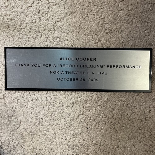 Alice Cooper Nokia Theater Live October 28 2009 Thank You Plaque 2x7 ...