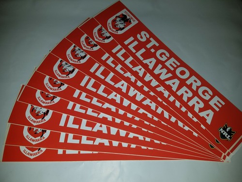 LOT OF 10 NRL ST GEORGE ILLAWARRA 5cmX25cm BUMPER STICKERS | eBay Australia