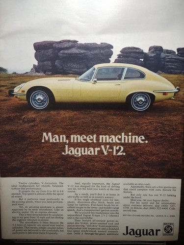 1973 Vintage Jaguar V-12 Magazine Ad Color Original Car And Driver | eBay
