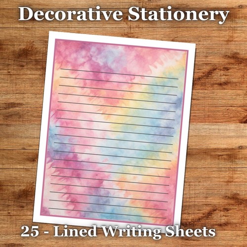 25 Sheets Letter Writing Paper Tie Dyed Color Stationery - Nostalgia ...