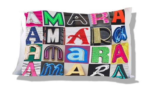 AMARA Personalized Pillowcase featuring the name in photos of sign ...