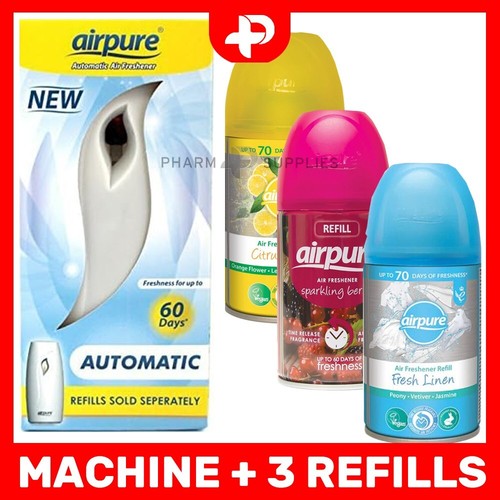 Airpure Air Freshener Automatic Spray & 3 Refills Fresh Linen Berry ...