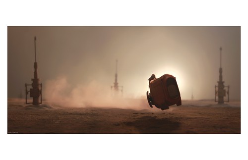 Rey Jakku Desert Sand Speeder Star Wars Force Awakens Fine Art Giclée ...