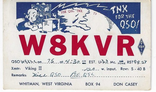 QSL 1953 Whitman West Virginia radio card | eBay