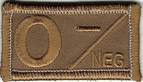 Desert Brown / Tan Blood Type O- Negative Patch Fits For VELCRO® BRAND ...
