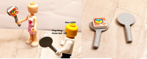 New LEGO Pickle Ball Raquet Set Printed Flying Hip Ball PING PONG Gray ...